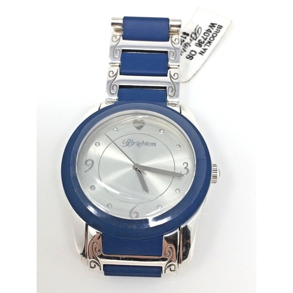 Brighton | Accessories | Brighton Big Bold Brooklyn Watch Blue Silver ...